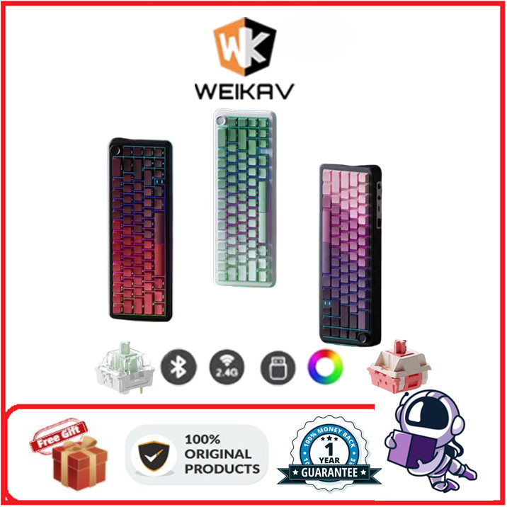 Weikav wk68 คีย์บอร์ดเชิงกลปะเก็นแบบถอดเปลี่ยนได้ RGB 3 โหมดแบบกําหนด ...