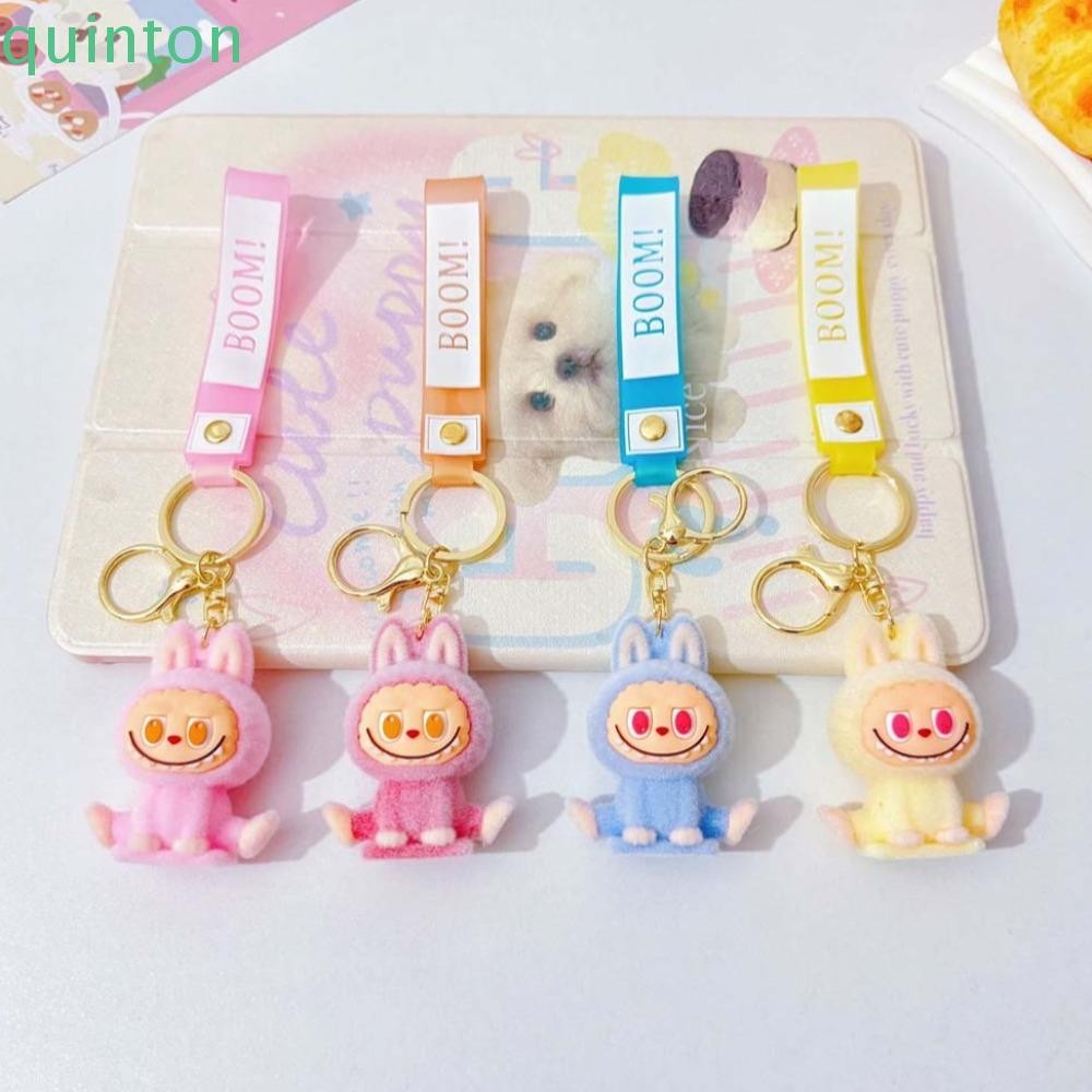 Quinton Flocking Labubu พวงกุญแจ,คอลเลกชัน Flocking PVC Candy Color ...