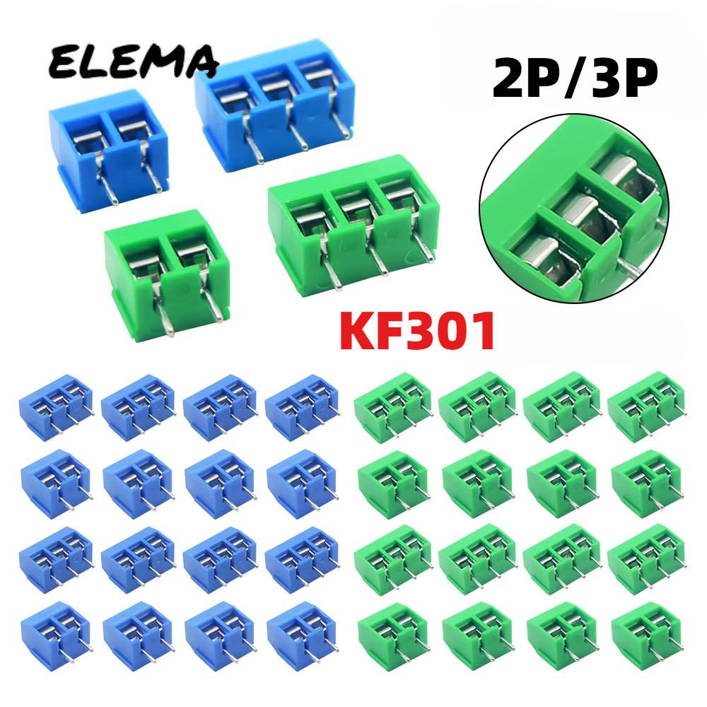 Kf301-2p PCB Terminal Block Connector Pitch 5.0 มม.สีฟ้าและสีเขียว ...