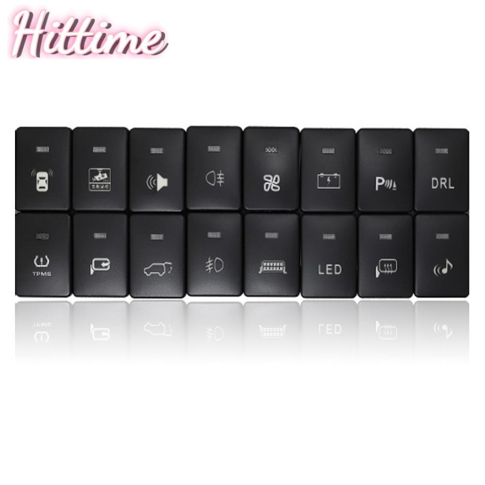 Hittime รถ LED DRL Power หมอกกระจกมองหลังปุ่มความร้อนด้านหน้าด้านหลังสวิทช์สีเขียวสําหรับ Toyota ...