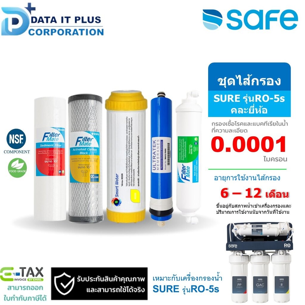 SAFE ชุดไส้กรองน้ำ SURE รุ่นRO-5s คละยี่ห้อ | Shopee Thailand