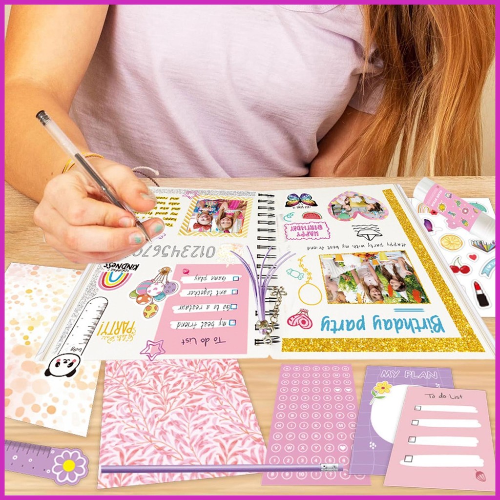 Girls Diary Set Journaling Art Crafts น่ารักเครื่องเขียนสมุดภาพอุปกรณ์ ...