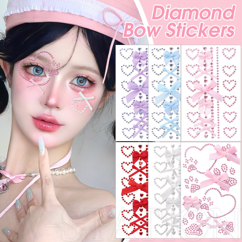 Water-diamond Silk Ribbon Bowknot Face Sticker - 3D Ins, Sweet Lovely ...