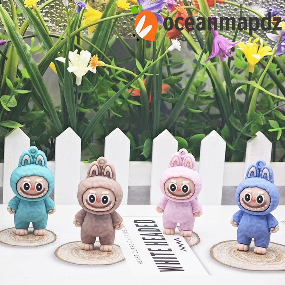 Oceanmapdz Labubu แกะ KeyChain, มินิการ์ตูน DIY จี้โซ่, สัตว์พวงกุญแจ 3D Kawaii PVC Labubu ...