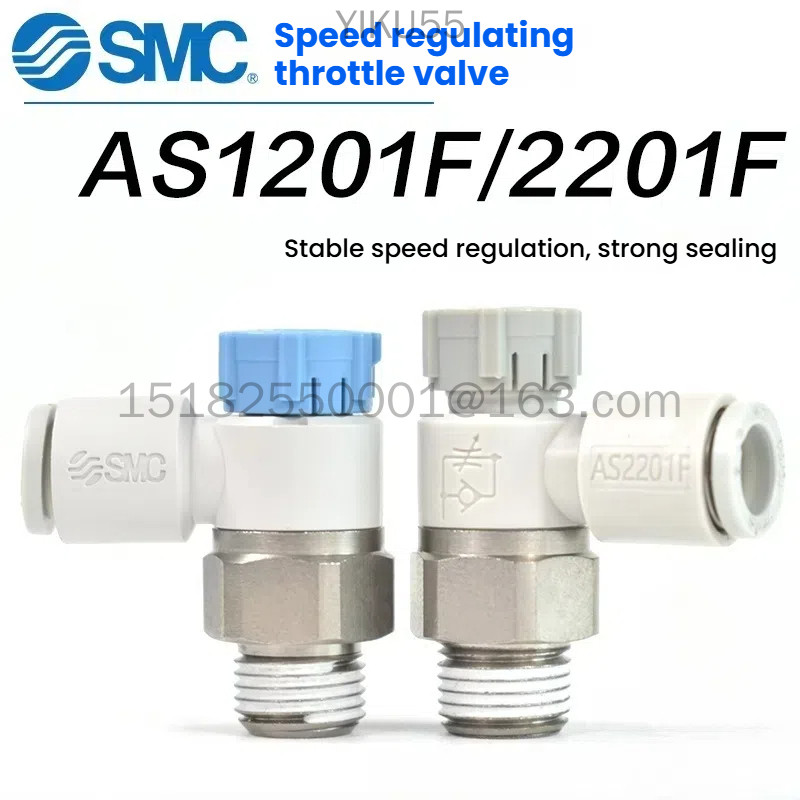 Smc ข้อต่อนิวเมติก AS1201F/2201F-M5/01/02-04A/06A/08SA กระบอกคันเร่งความเร็ววาล์วหมุนเวียน ...