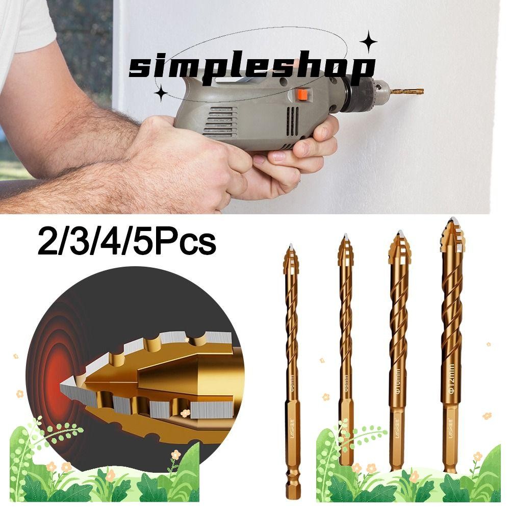 SIMPLESHOP 2/3/4/5 ชิ้น ดอกสว่านประหลาด, ดอกสว่านกระเบื้องความแข็งสูงสี่ขอบ, หัว Skewed คุณภาพ ...