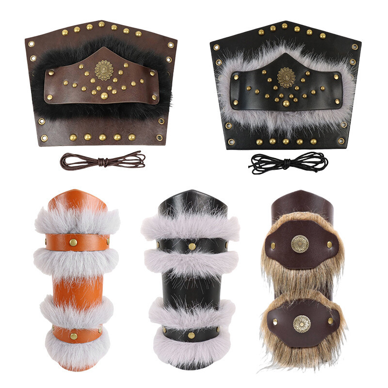 อัศวินยุคกลางสายรัดข้อมือหนัง PU Bracers Arm Guard คอสเพลย์ Props | Shopee Thailand