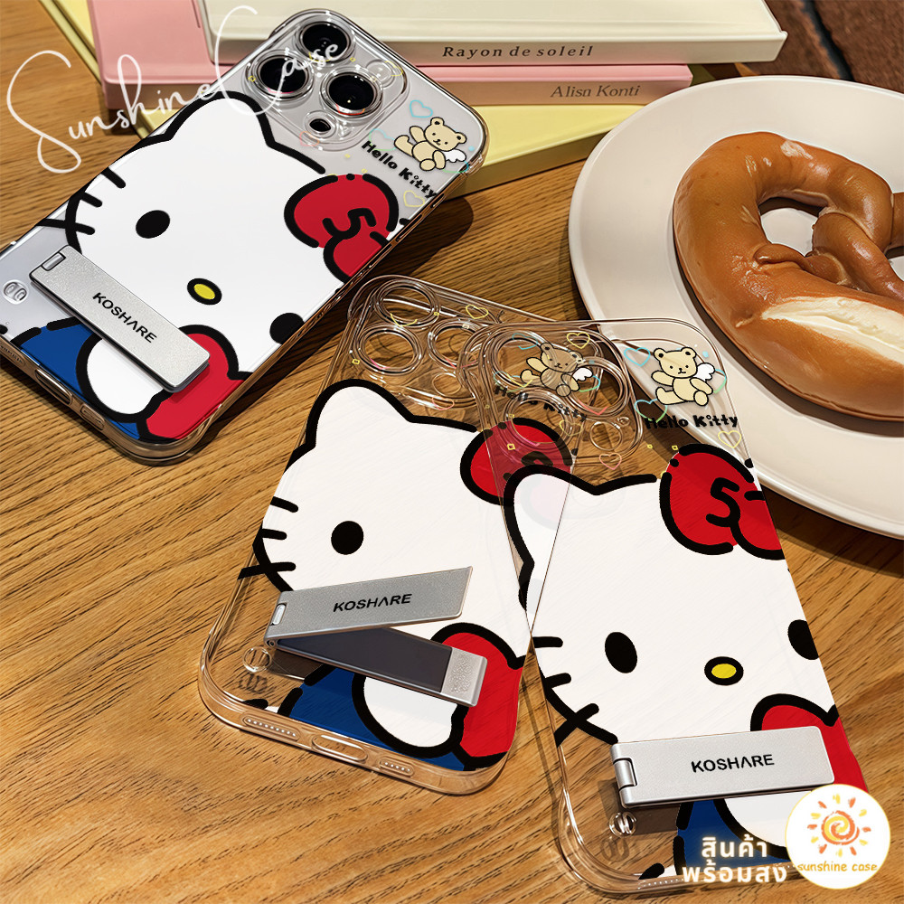 สต๊อกไทย เคสมือถือ รูปภาพแมวเคธี น่ารัก เคสใสขาตั้งใช้กับSamsungA55 A53 ...