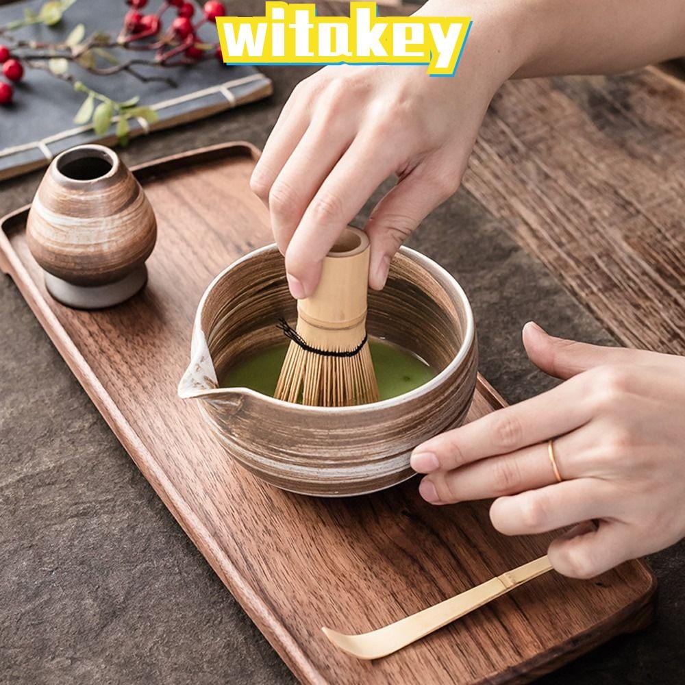 WITAKEY ถ้วยชงมัทฉะ, ชามมัทฉะเซรามิกมือความจุขนาดใหญ่, ขาตั้งแปรงชาศิลปะชาเครื่องมือพิธีชงชา ...