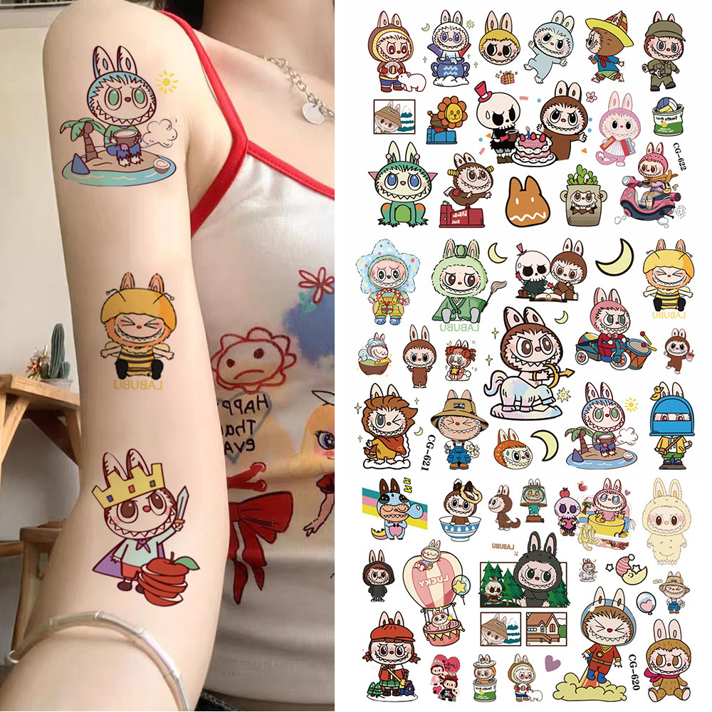 Labubu Series สติ๊กเกอร์สีน้ำ Body Tattoo Arm Art กันน้ำชั่วคราว ...