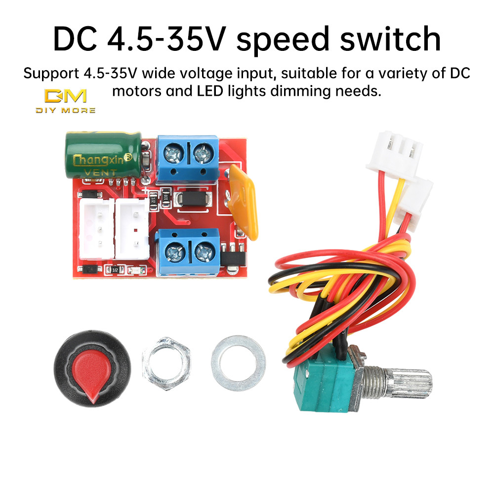 DIYMORE DC มอเตอร์ PWM ตัวควบคุมความเร็ว 3V 6V 12V 24V 35V สวิทช์ควบคุมความเร็ว Mini LED Dimmer ...