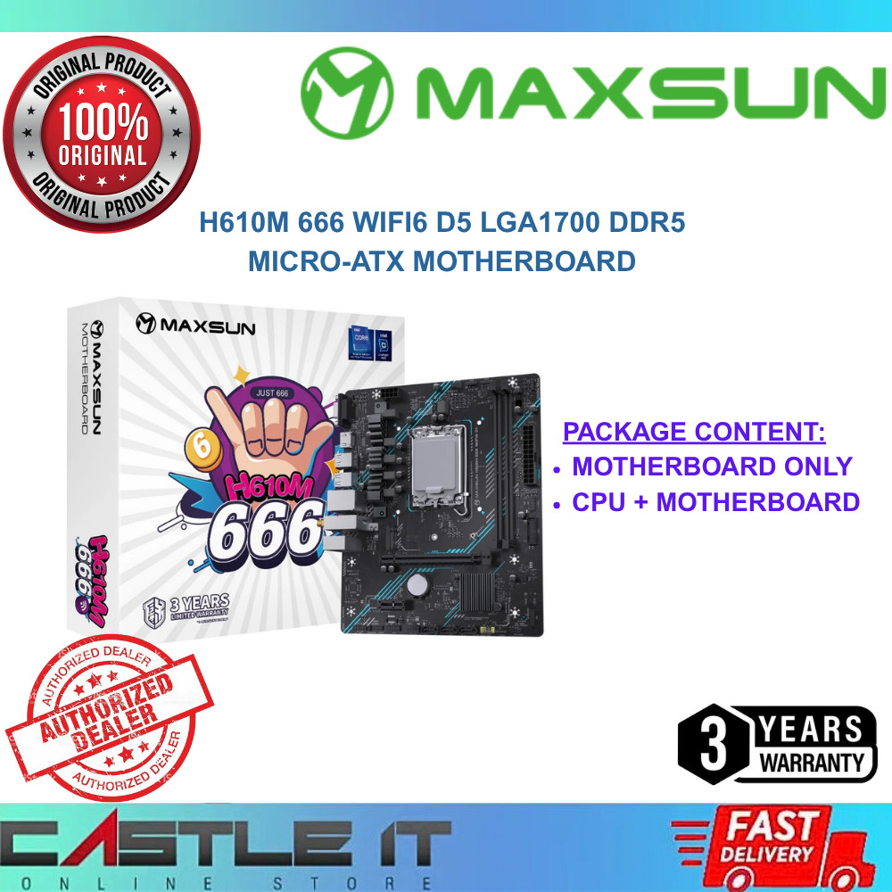 MAXSUN H610M 666 WIFI6 D5 LGA1700 DDR5 Micro-ATX เมนบอร์ดรองรับ 12th ...