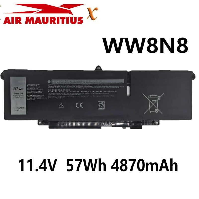 แบตเตอรี่แล็ปท็อป WW8N8 66DWX 11.4V 57Wh 4870mAh สำหรับ Dell Latitude ...