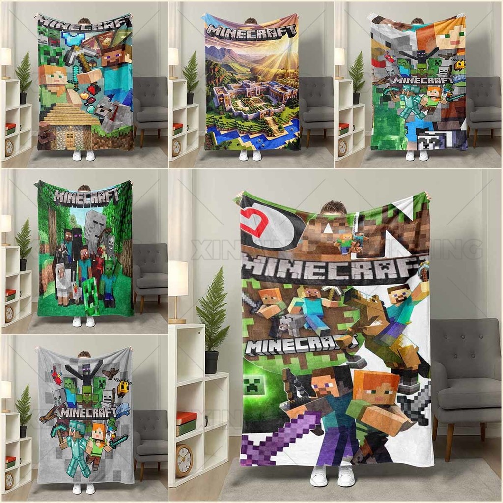 Minecraft Flannel ของขวัญสําหรับเด็ก Fluffy Soft ผ้าห่มเครื่องปรับอากาศ ...