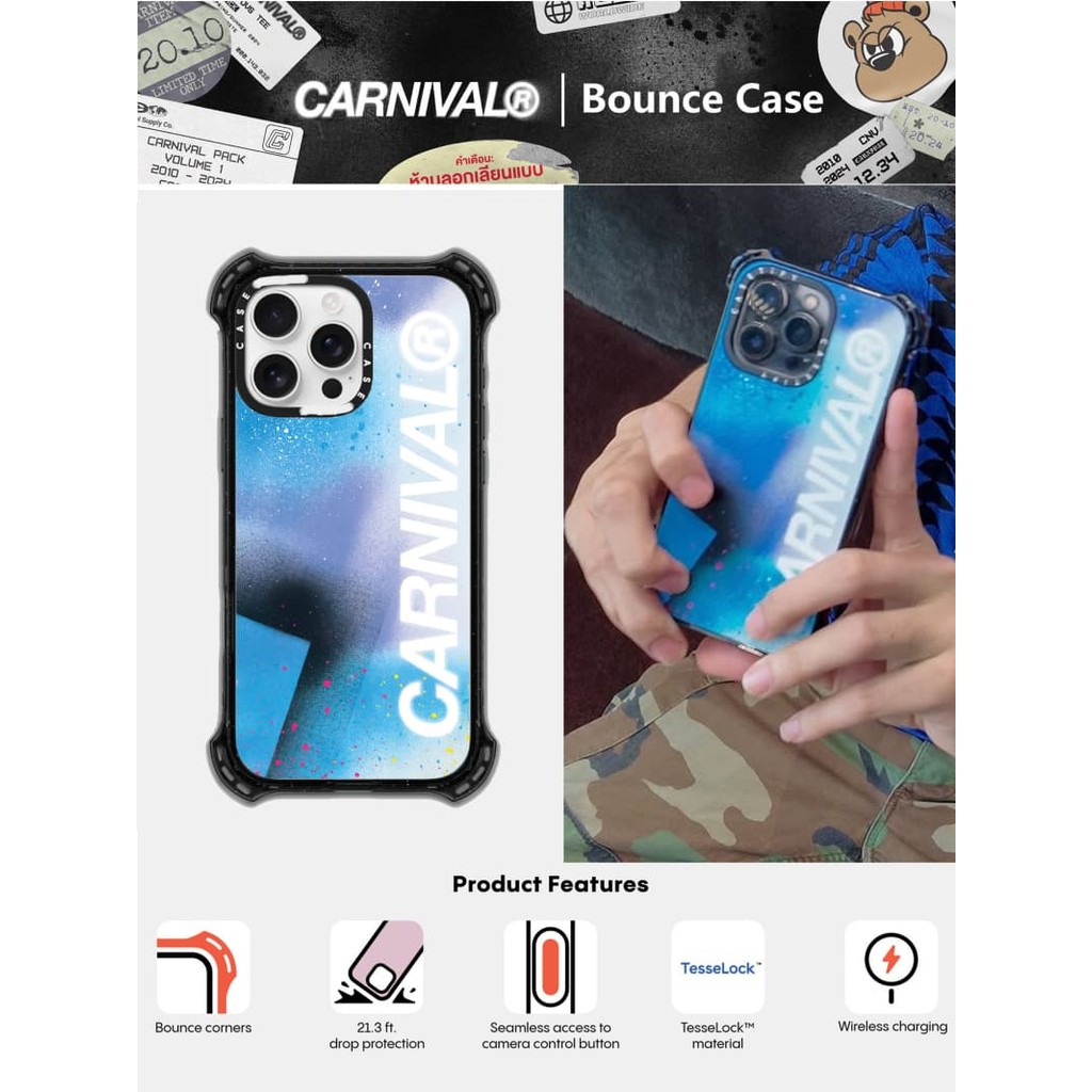 CASECASE X Blue CARN Bounce Case แม่เหล็กดูด Hard อะคริลิคด้านหลัง ...