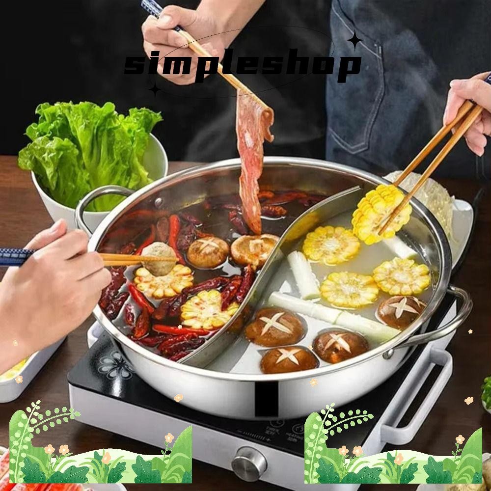 SIMPLESHOP หม้อไฟแบ่งคู่, หม้อ Yuanyang รสคู่ 28-36 ซม., เครื่องครัวในครัว Multi-functional ...
