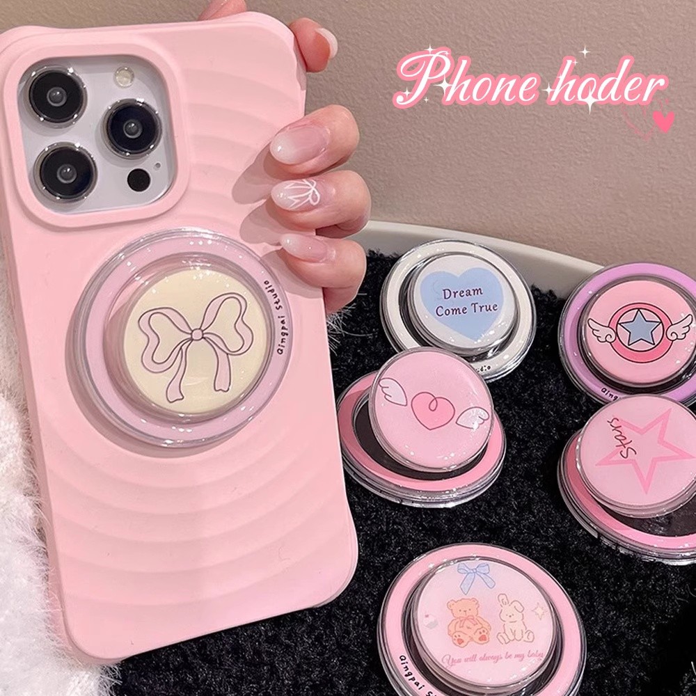 เกาหลีน่ารักการ์ตูน 3D Magnetic Popsocket Stand Holder Phone Grip Tok iPhone วงเล็บที่ถอดออกได้ ...