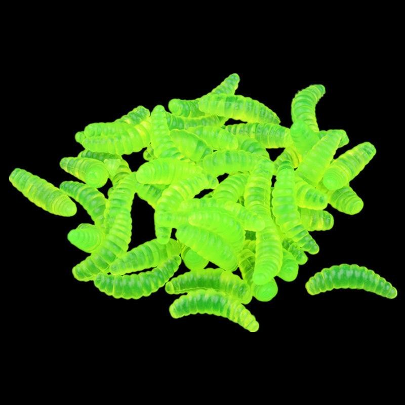 FTY 50 ชิ้น/กล่อง Mini Soft Maggot เหยื่อ 2 ซม. ซิลิโคน Bionic ขนมปัง ...