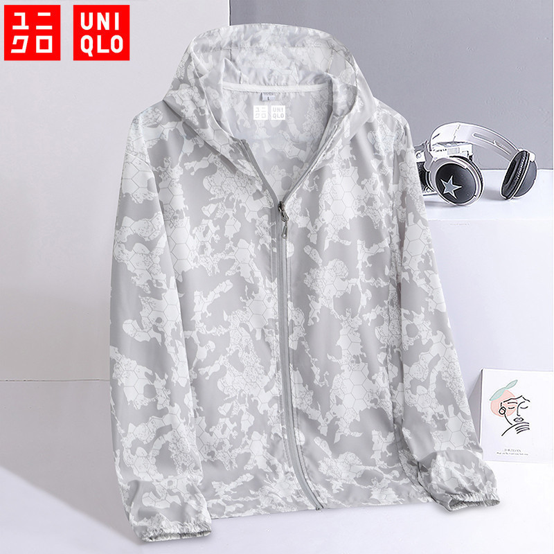 แจ็คเก็ตกันลมลายพรางสำหรับผู้ชาย M-5XL Uniqlo UPF50+ พร้อมฮู้ดและป้องกันรังสียูวี | Shopee Thailand