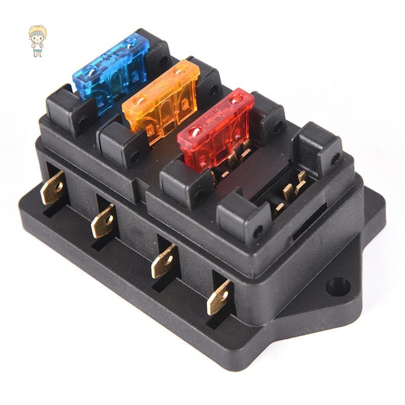 ARS Car 4 Way Circuit Standard ATO Blade Fuse Box Block Holder 12V/24V ...