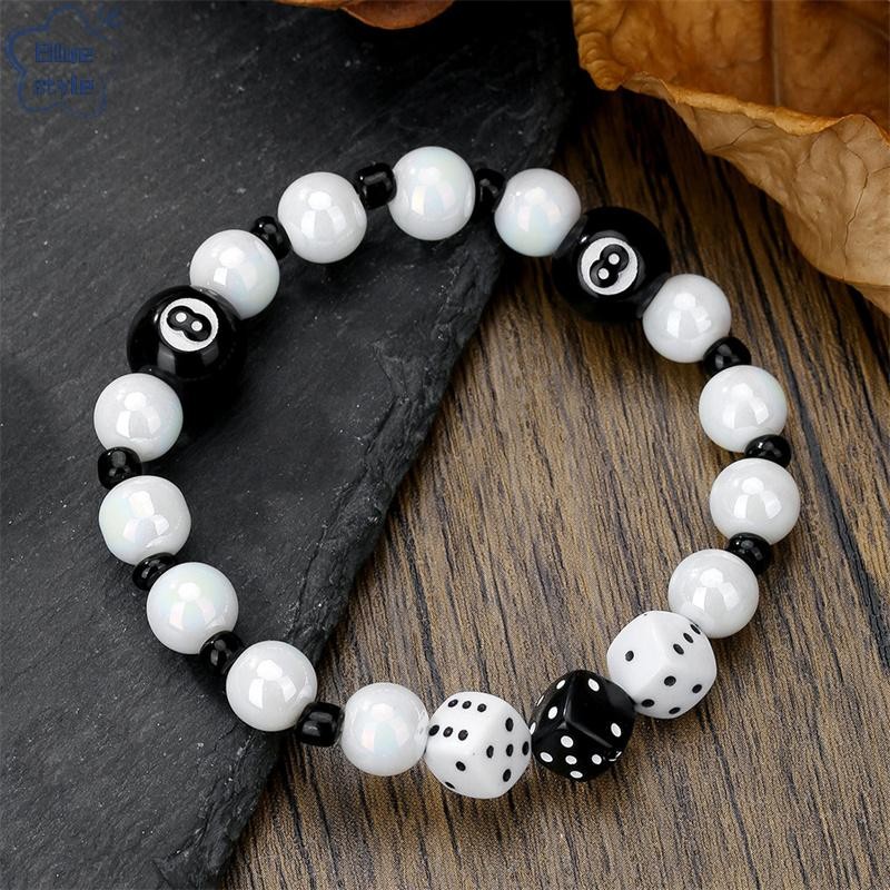 Bluestyle บิลเลียด ck สร้อยข้อมือลูกปัดลูกรูปทรงต่างๆ สร้อยข้อมือฮิปฮอปแบบใหม่ | Shopee Thailand