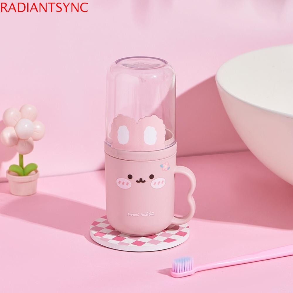 กล่องเก็บแปรงสีฟัน RADIANTSYNC, ถ้วยน้ํายาบ้วนปากพลาสติกการ์ตูน, ถ้วยล้างขนาดกะทัดรัดแบบพกพาทน ...