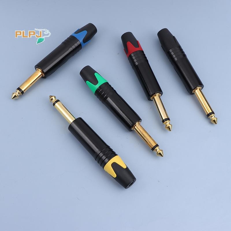 PLPJ 6.35 มม. Gold-plated ไมโครโฟนปลั๊ก Mute Plug Connector Jack Mono ...