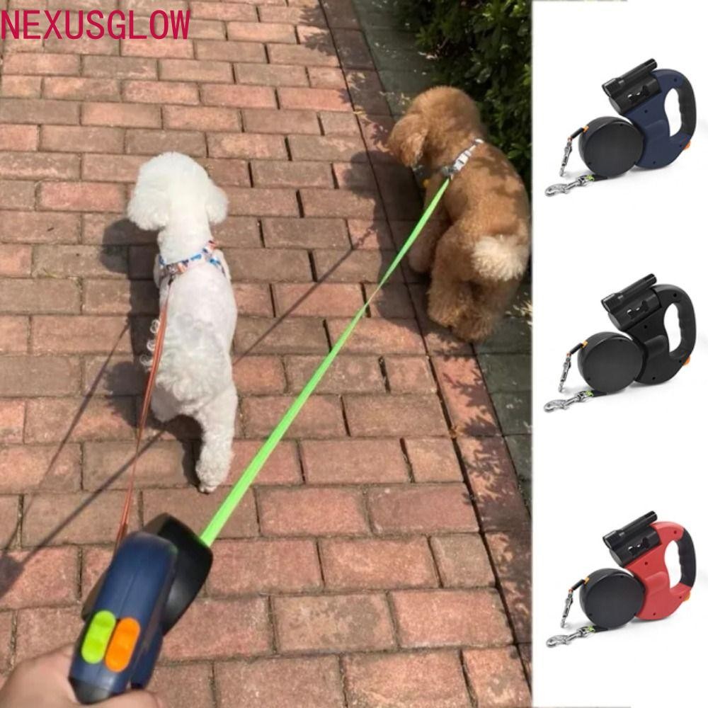 NEXUSGLOW Double Dog Walking Leash,มีไฟสะท้อนแสงDual Retractable ...