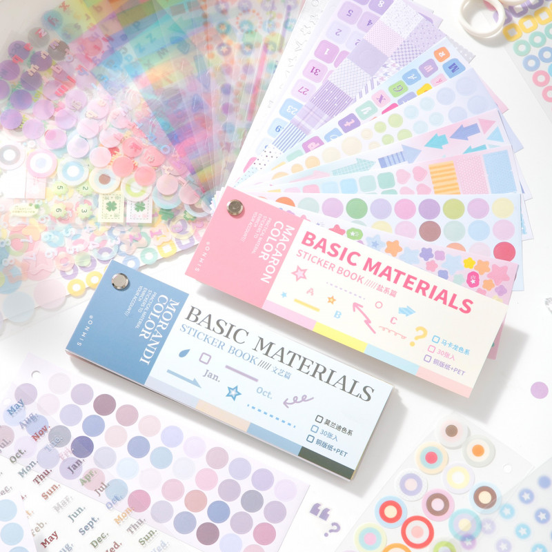 KOWEI 30 ชิ้น [การ์ดสี Basic Series] คู่มือวัสดุฐานพร้อมสติกเกอร์ตกแต่ง ...