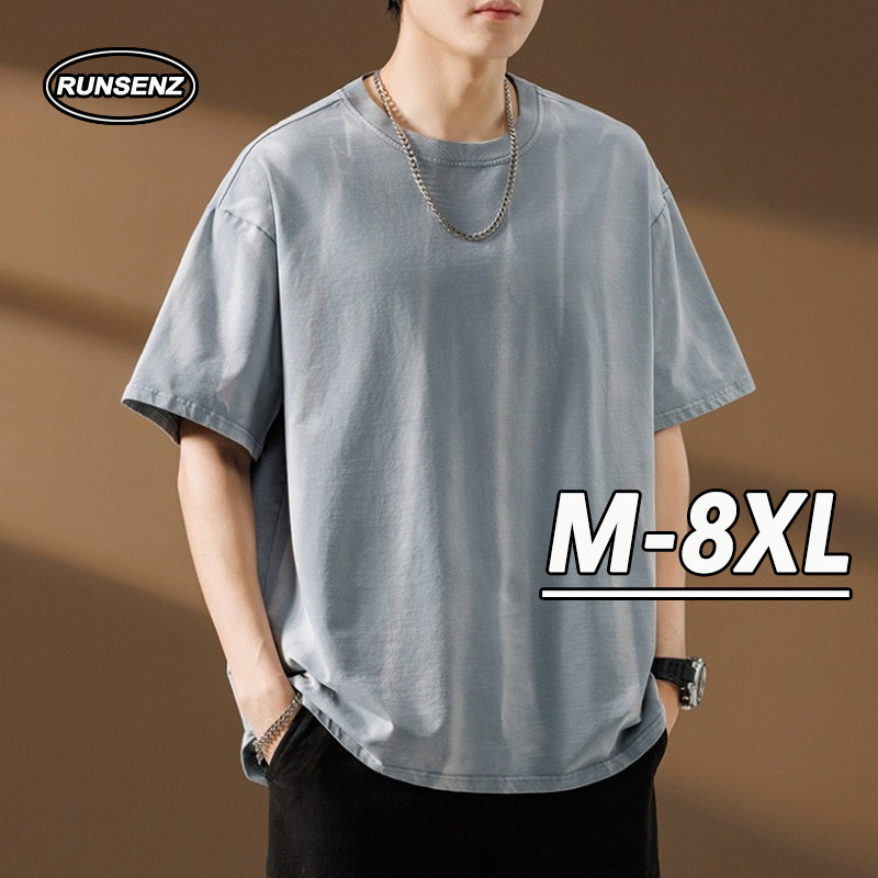 M-8XL เวอร์ชั่นเกาหลี Tie Dye Top ผู้ชาย Plus ขนาด T เสื้อรอบคอสบายๆหลวมแขนสั้น Tee | Shopee ...