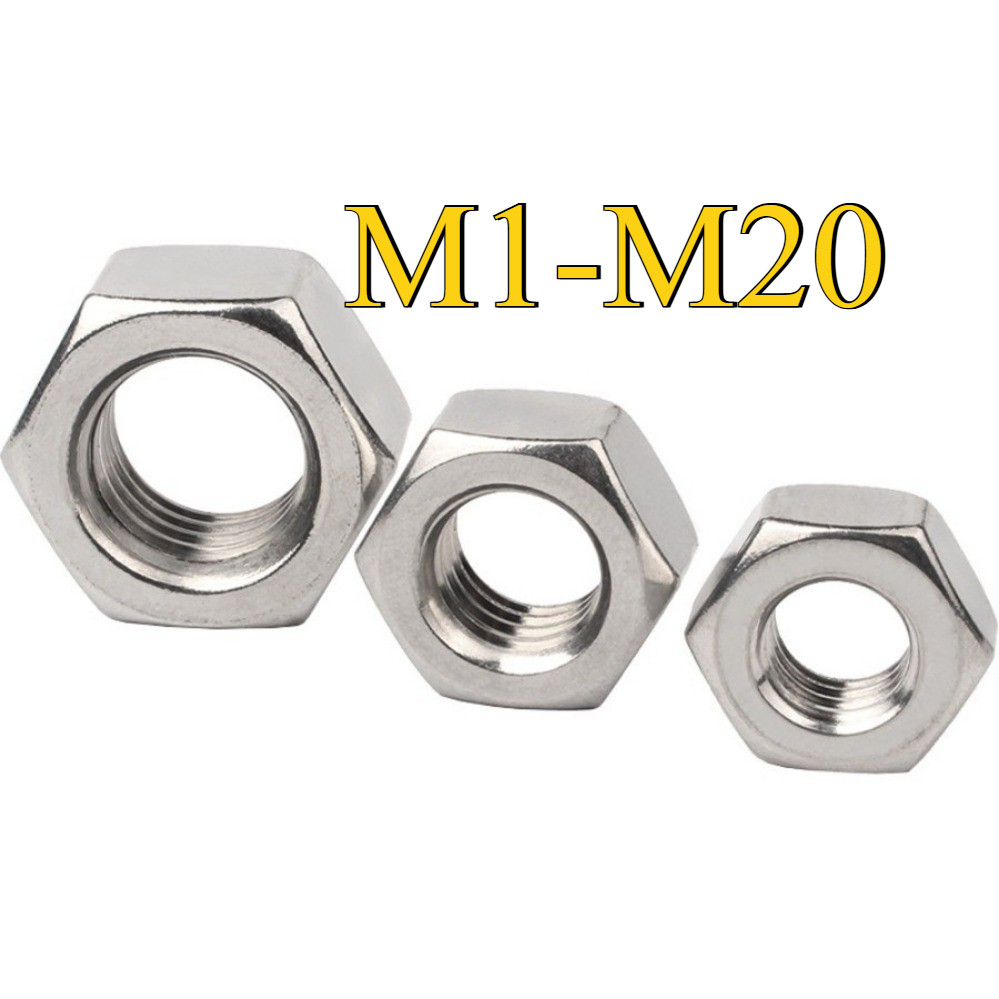หัวน็อต ตัวเมีย หกเหลี่ยม สแตนเลส 304 เกลียวมิล หยาบ / Hexagon Nut Stainless Steel SUS304 M1.0 ...