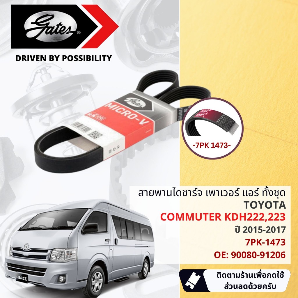 [Gates OEM] สายพาน ไดชาร์จ เพาเวอร์ ตัวตั้งสายพาน ลูกรอก Toyota ...