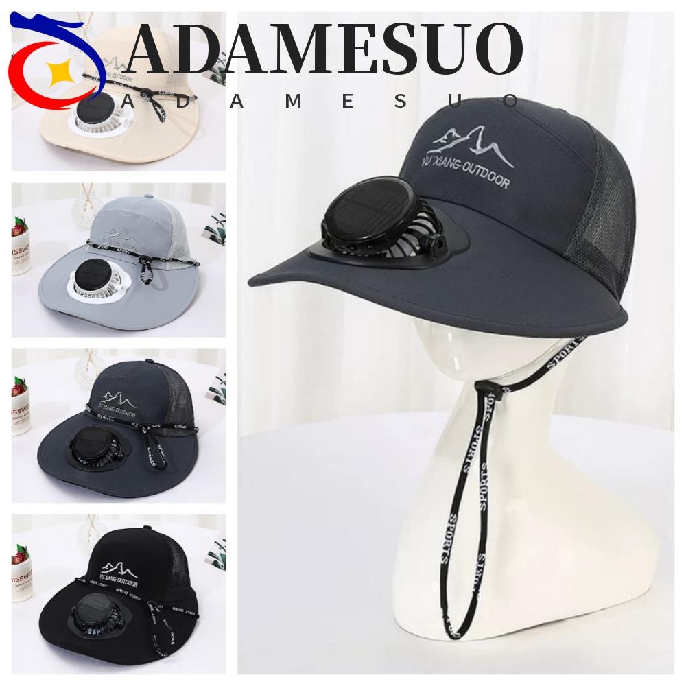 ADAMESUO หมวกปีกกว้างพัดลม USB ชาร์จใหม่ กันแดดกันน้ำ พลังงานแสงอาทิตย์ ระบายอากาศ สำหรับชายหาด ...