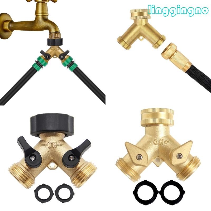 RR ทองเหลือง 2-way Garden Tap หญิง 3 4 Y ชลประทานวาล์ว Water Splitter ...