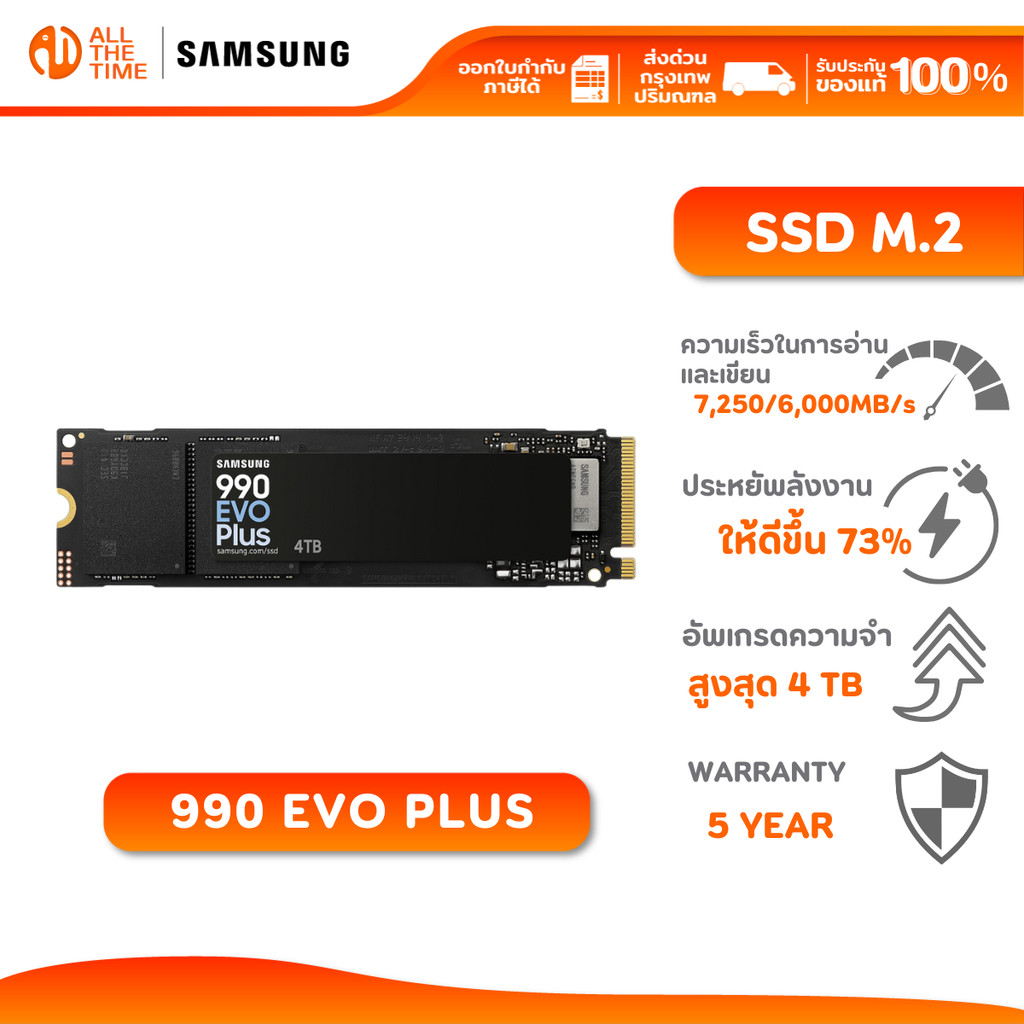SAMSUNG 990 EVO Plus 1TB /2TB / 4TB SSD M.2 ความเร็วสูงสุด 7,250/6,300 ...