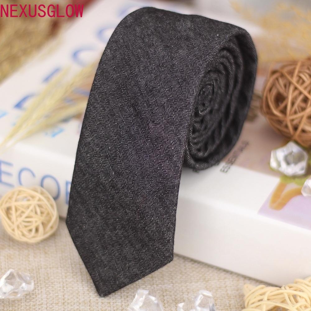 NEXUSGLOW Jean ผ้า Tie, สีทึบแคบ Denim Men เนคไท, คลาสสิกปรับนุ่มมือผูก ...