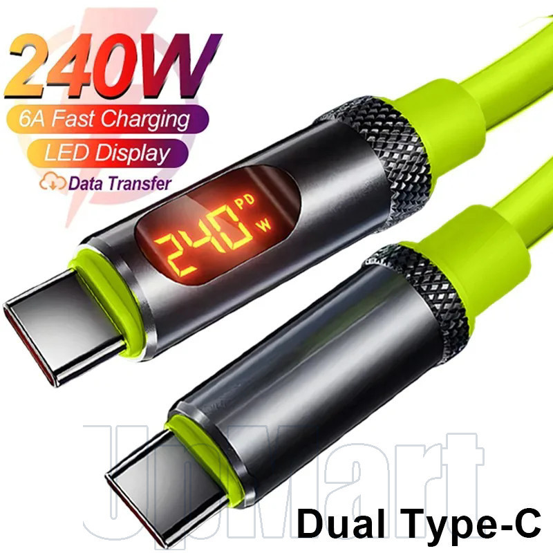 สาย USB C โลหะผสมสังกะสี 240W ชาร์จเร็ว | LED Power Monitor & 480Mbps ...