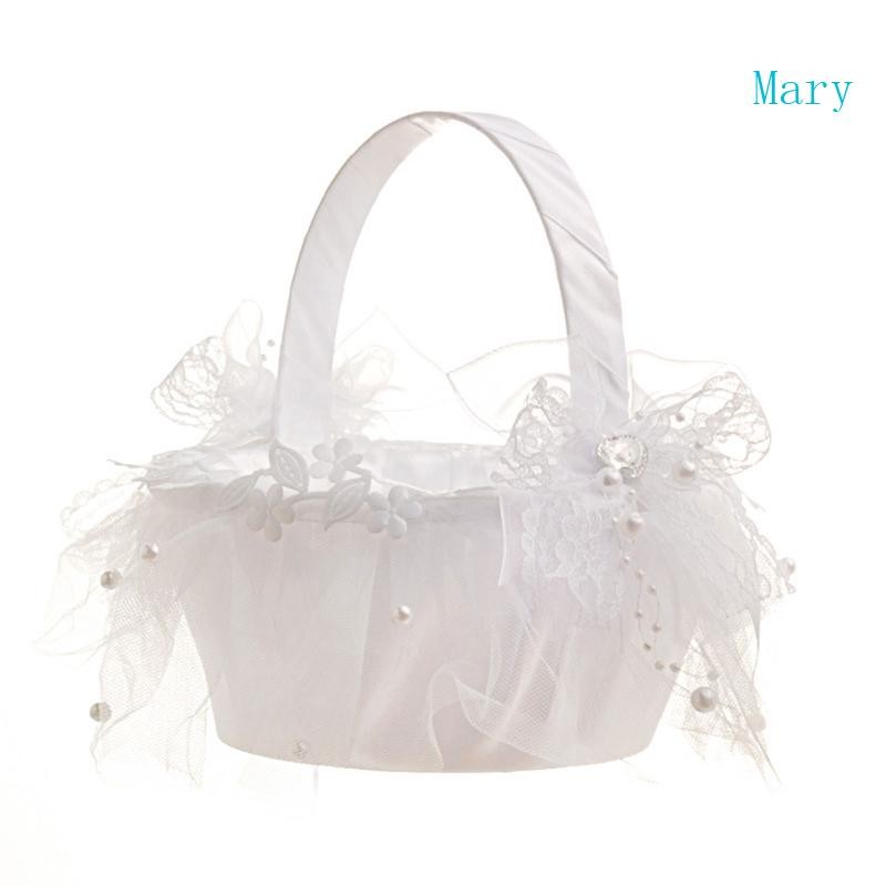Mary Vintage งานแต่งงานดอกไม้สาวตะกร้า Pearl Influencer เดียวกัน ...