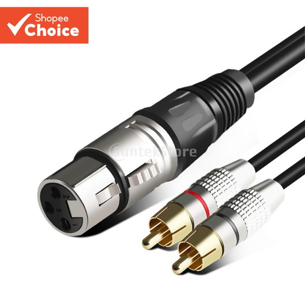 [Shopee Choice] 2RCA Male to XLR Female Jack Speaker Cable Y-Splitter ...