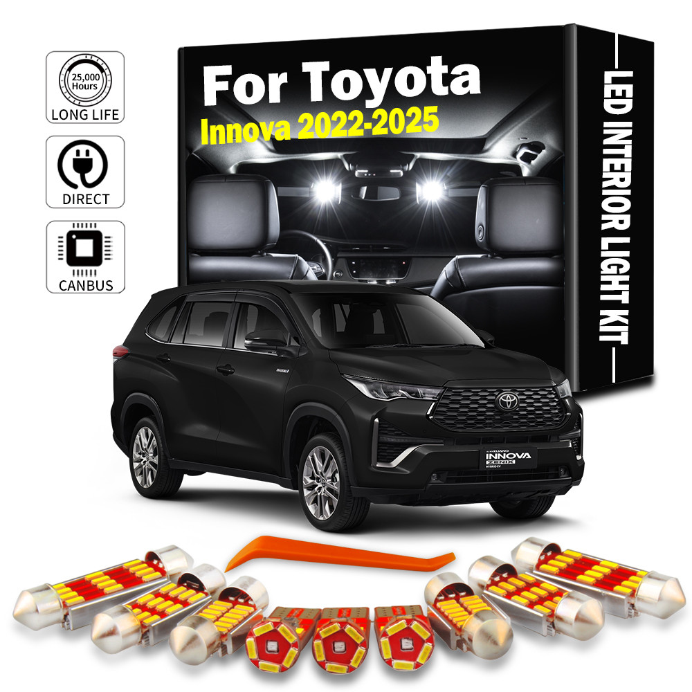 14 ชิ้น LED แผนที่ภายในโดม Trunk ประตูกระจกชุดสําหรับ Toyota Innova ...