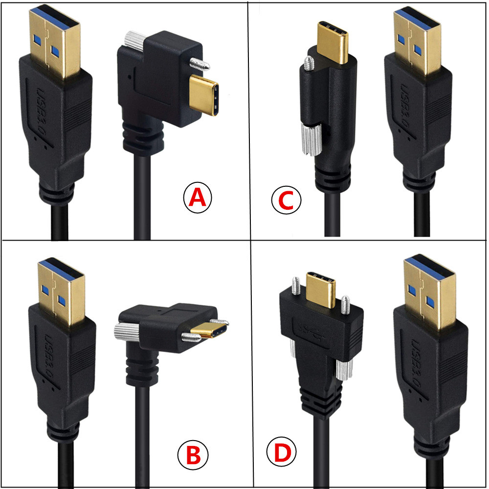 Gold-Plated Type-C3.1 Male to USB3.0 Male Data Cable Curved to Straight ...
