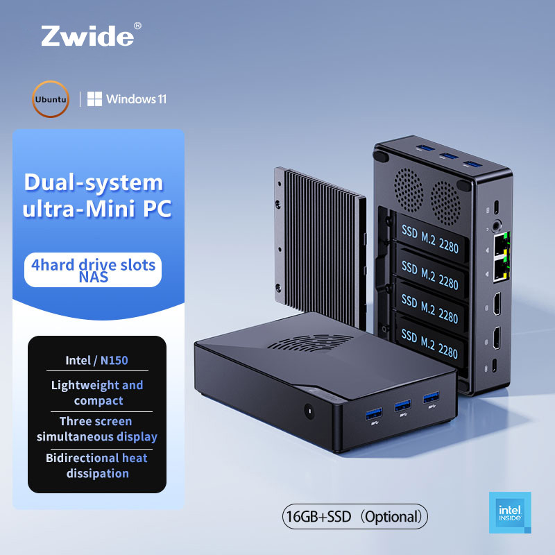 Zwide MP24 Mini PC NAS, MP24 Intel N150 Dual Boot W-11 Pro Linux ...