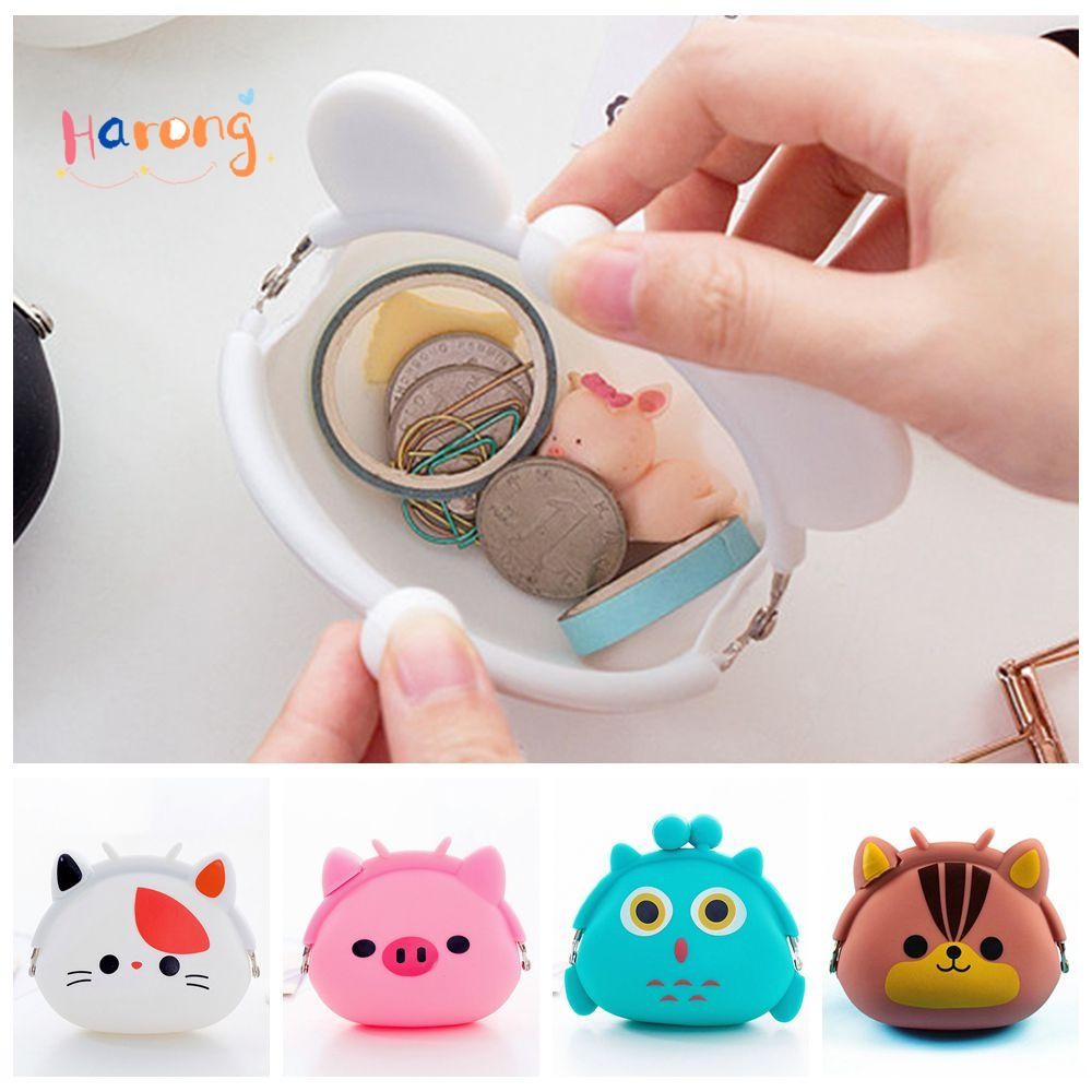 HARONG กระเป๋าใส่เหรียญซิลิโคนของขวัญกระเป๋ากุญแจหูฟังบลูทูธแมวหมูหมี ...