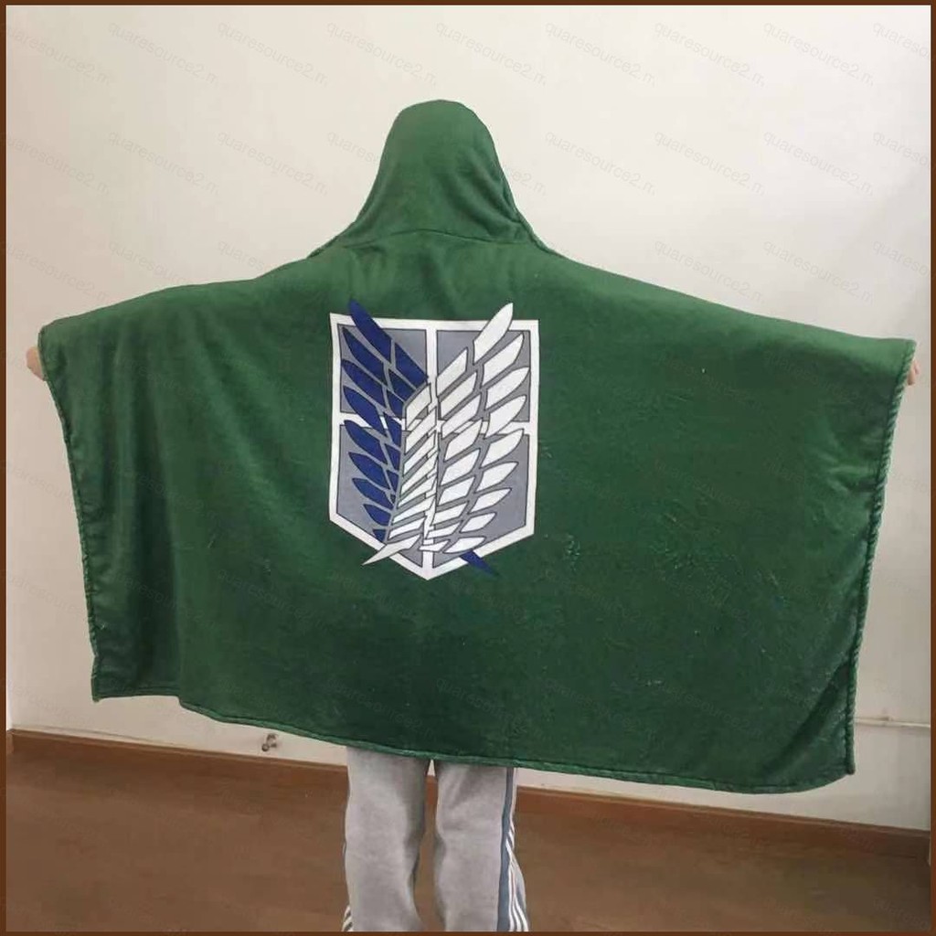 SQ2 Attack on Titan Eren Jaeger Hooded Shawl Cloak Home Office Nap ผ้า ...