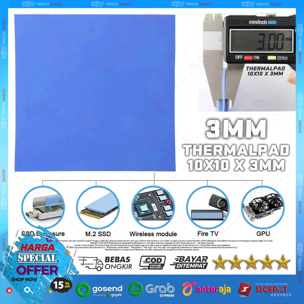 3 มม.ซิลิโคนแผ่นความร้อน – 10x10 ซม.Thermalpad Cooling Chipset ...
