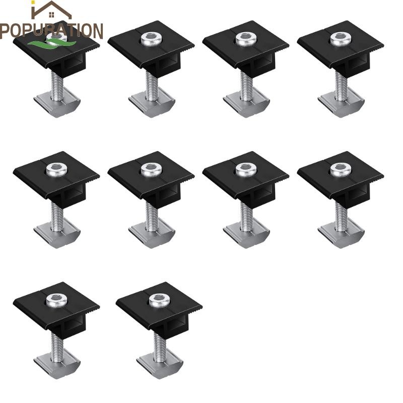 POP 10 ชิ้น T-Shaped CCentre Clamp แผงพลังงานแสงอาทิตย์กลาง Clamps ราง ...