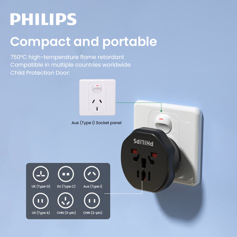 Philips Power Adapter Plug Travel Adapter Converter 2 ซ็อกเก็ตกลมคุณภาพ ...