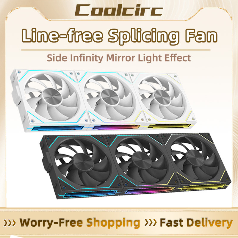 Coolcirc PC พัดลม 120 มม. Infinity Mirror Design Line-free Splicing ...