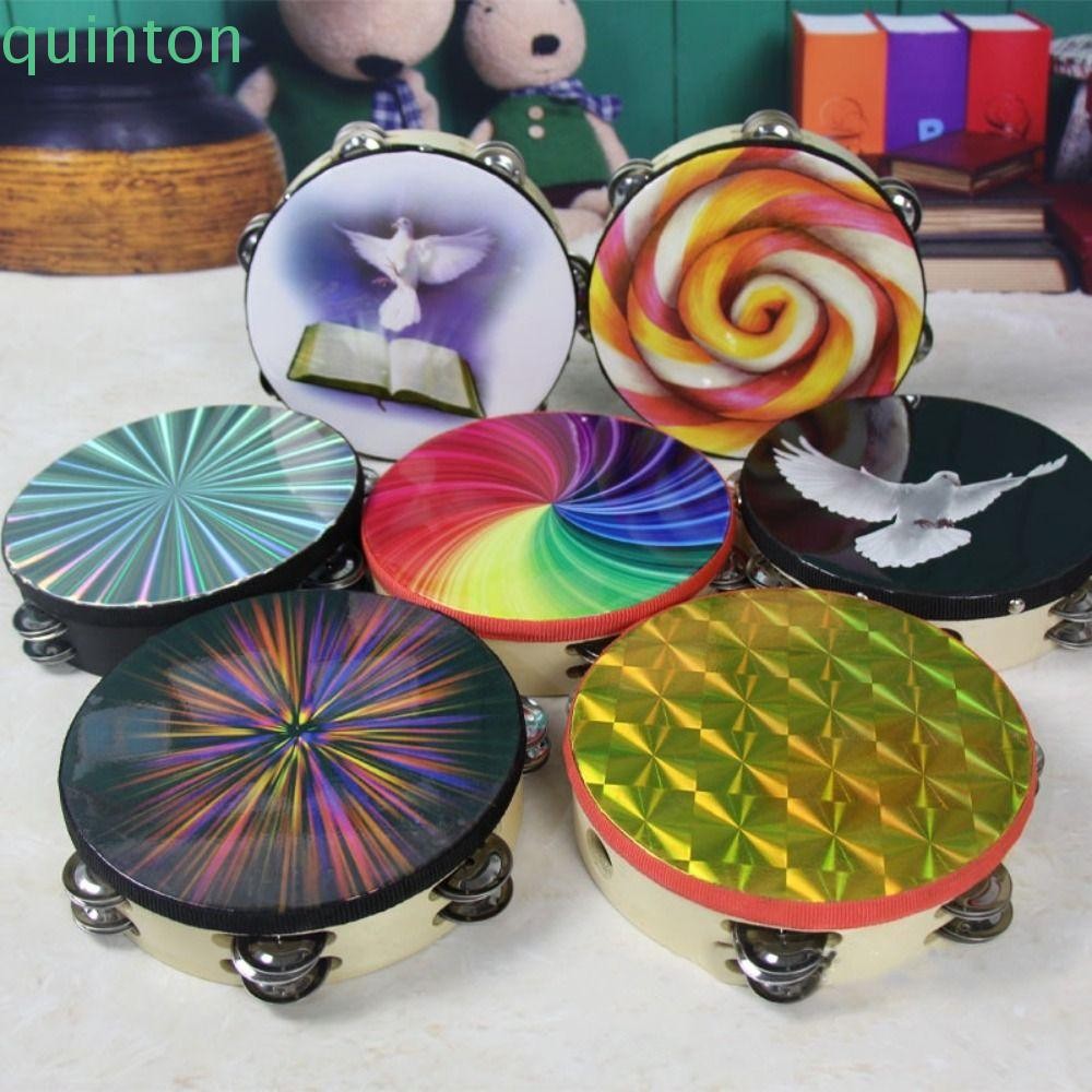QUINTON Tambourine, Rainbow Wood 8/10 นิ้ว Hand Held Drum, ของเล่นเด็ก ...