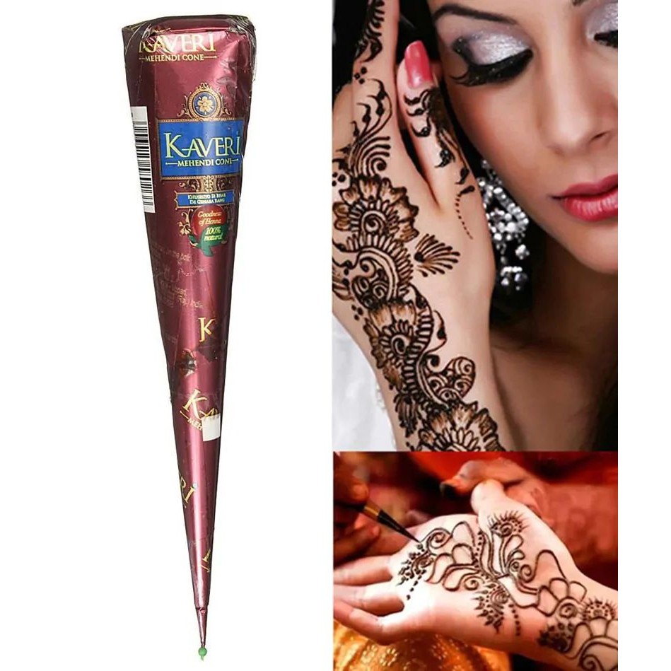 Kaveri Mehendi Henna Cone เฮนน่าสำหรับท่ามือ natural color | Shopee ...